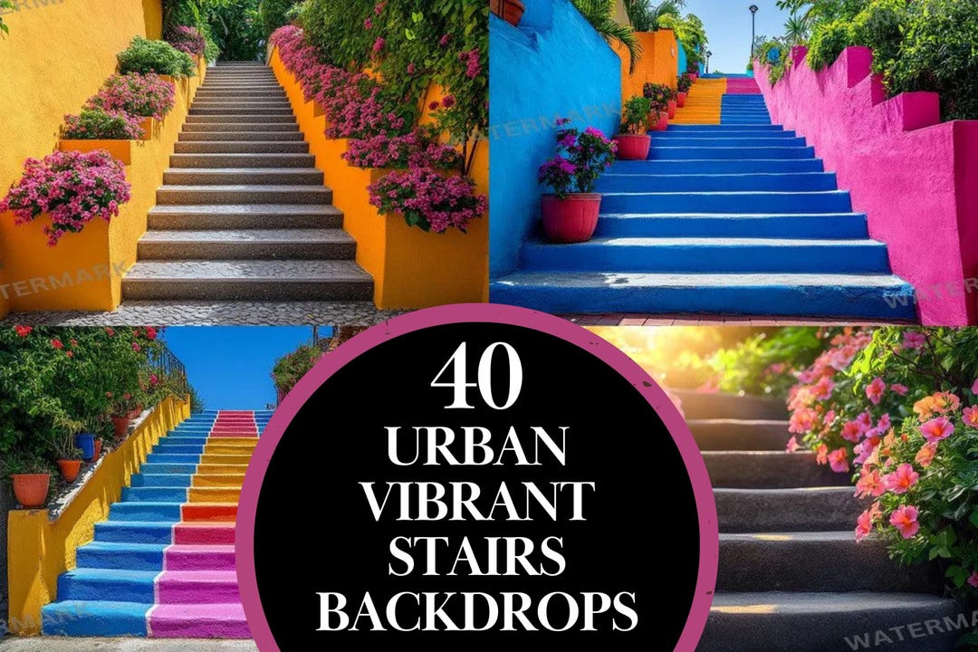 Urban Colorful Stairs - Photography Backdrops - Photoshop Backgrounds ...