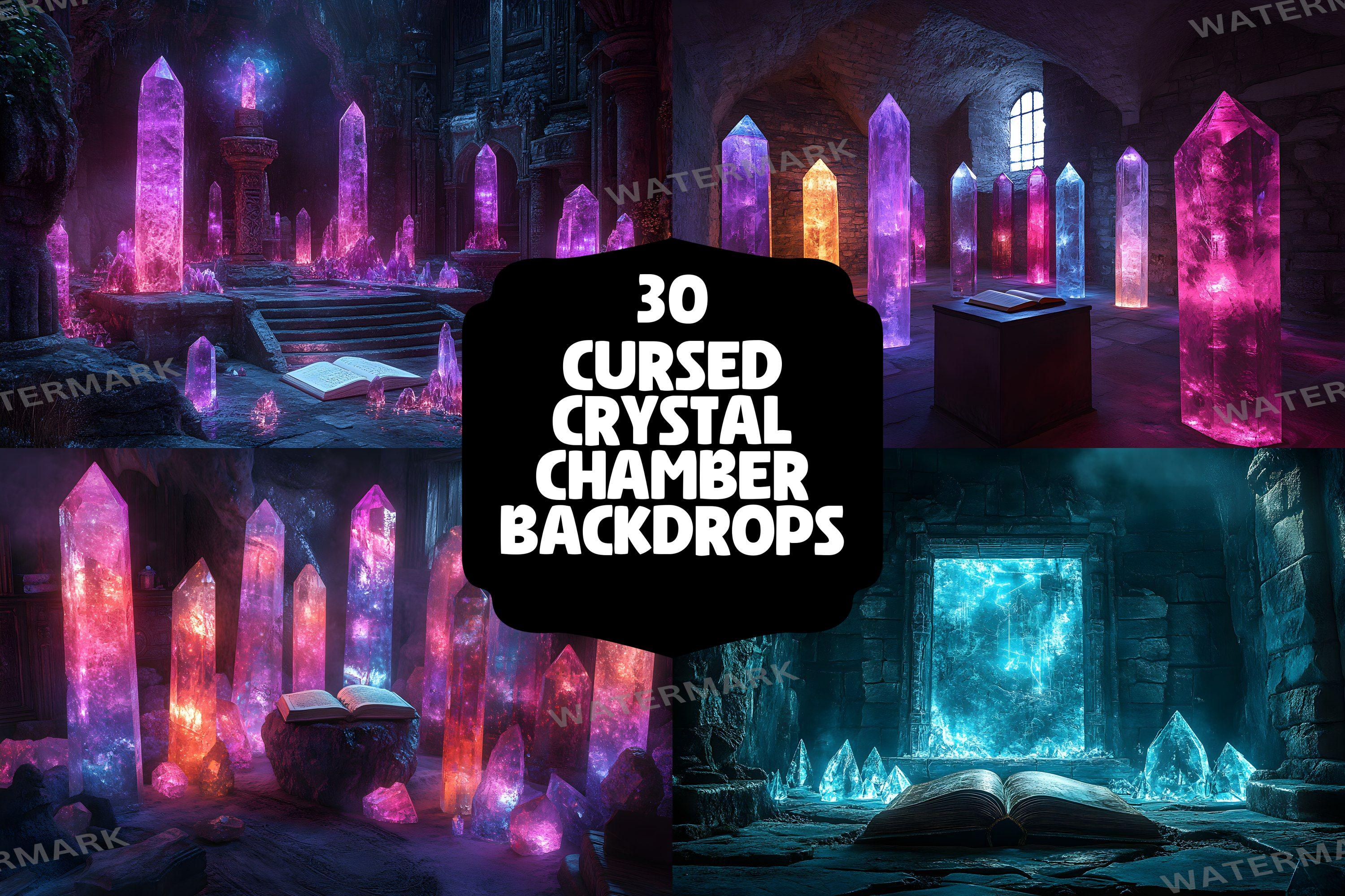 30 Cursed Crystal Chamber Backdrops, Fantasy Glowing Cave Digital ...