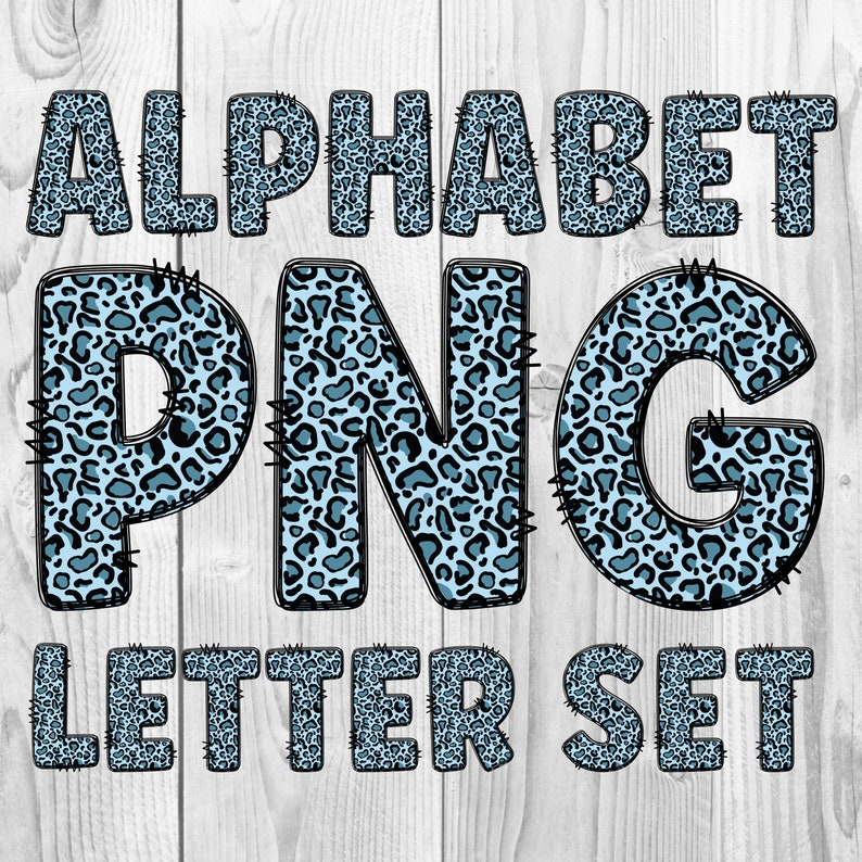 Leopard Print Alphabet Letters PNG Set, Blue Leopard Pattern Alphabet ...