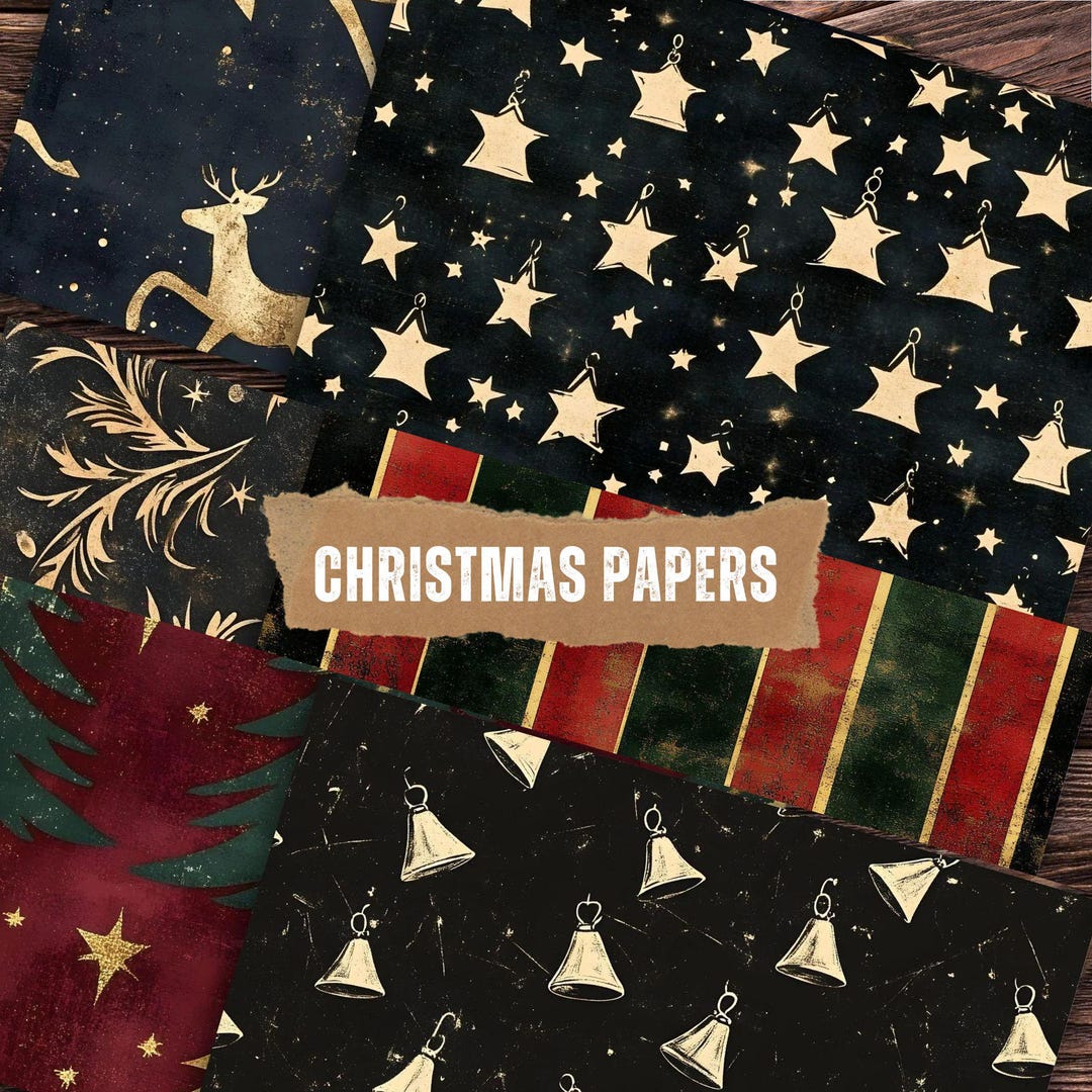 20 Vintage Christmas Seamless Digital Papers, Holiday Scrapbook Papers ...