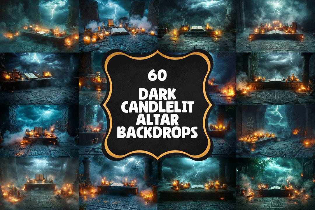 Dark Candlelit Altar Backdrop - Gothic Haunted Photography Background ...
