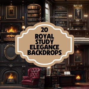 20 Royal Study Backdrops, Vintage Library, Digital Background ...