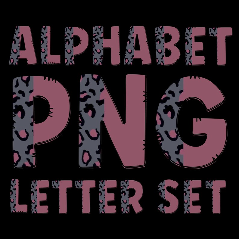 Leopard Print Alphabet Doodle Letters PNG Set Doodle - Etsy