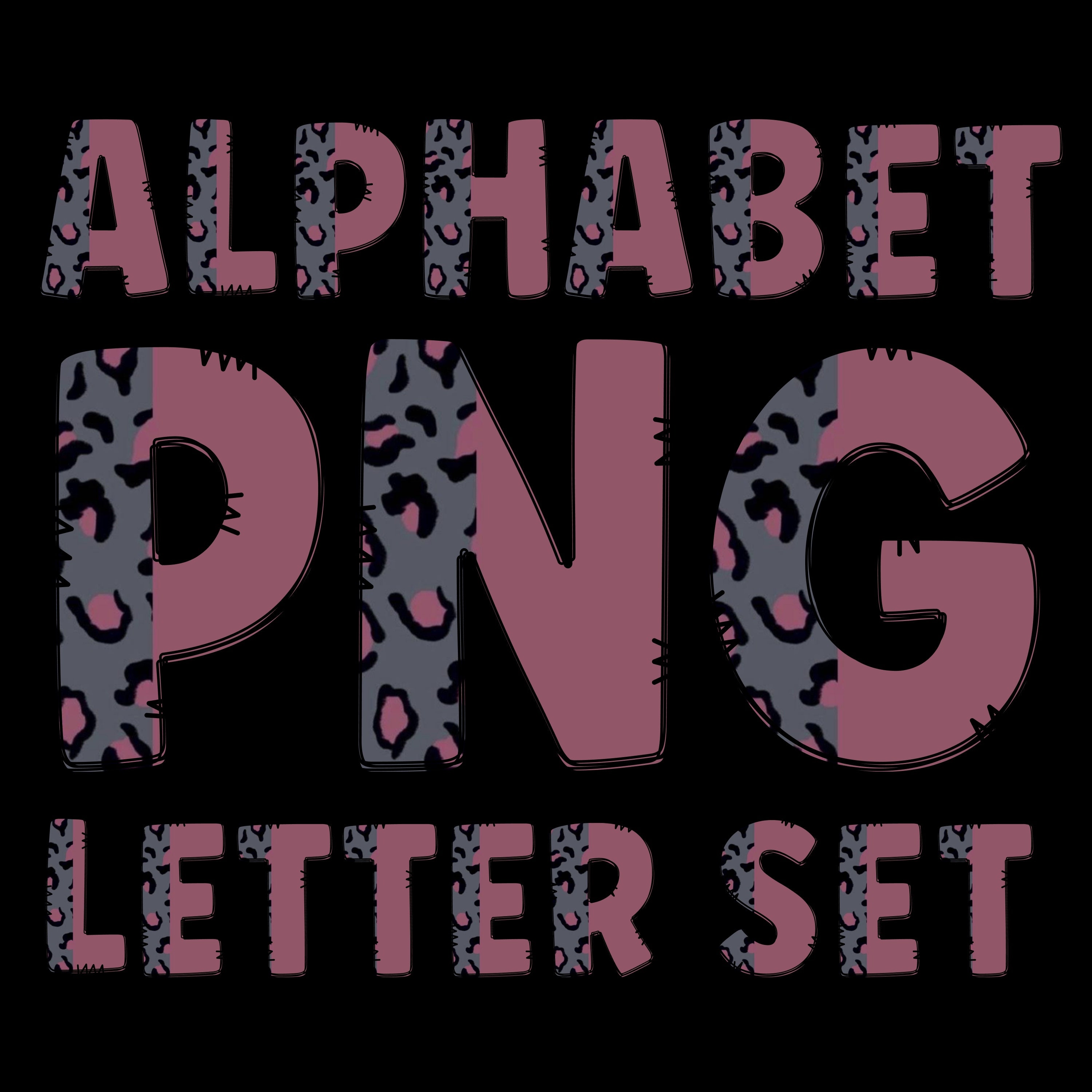 Leopard Print Alphabet Doodle Letters PNG Set Doodle - Etsy