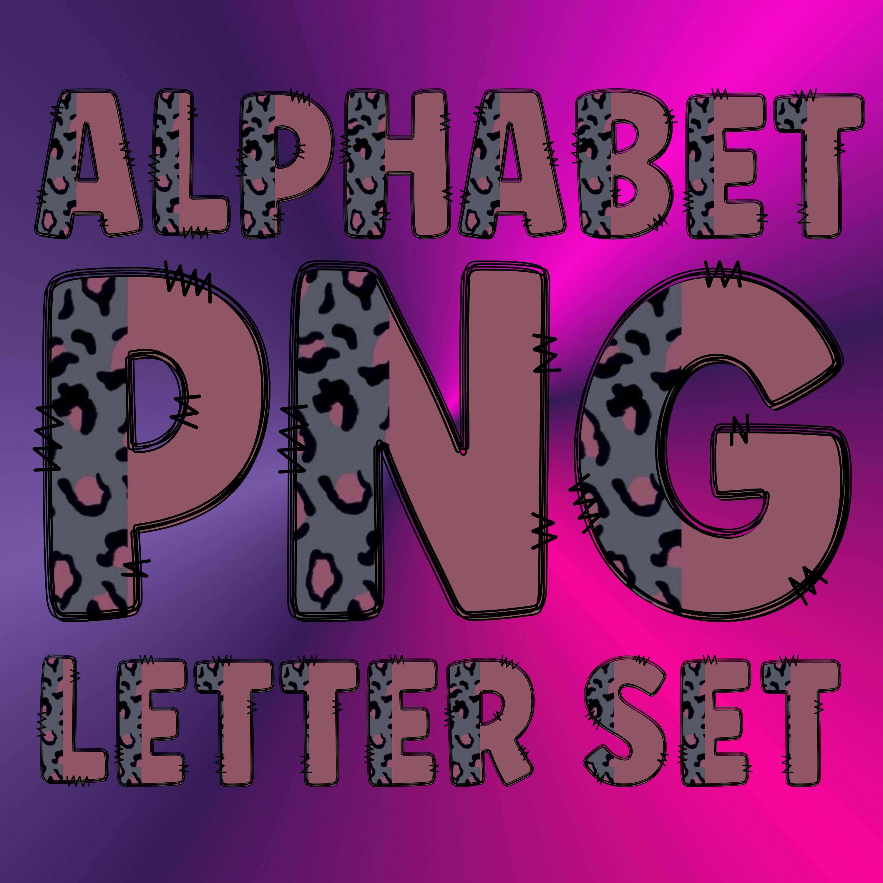 Leopard Print Alphabet Doodle Letters PNG Set Doodle - Etsy