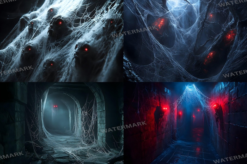 40 Spider's Lair Backdrops | Dark Cavern | Haunted Webs | Creepy ...