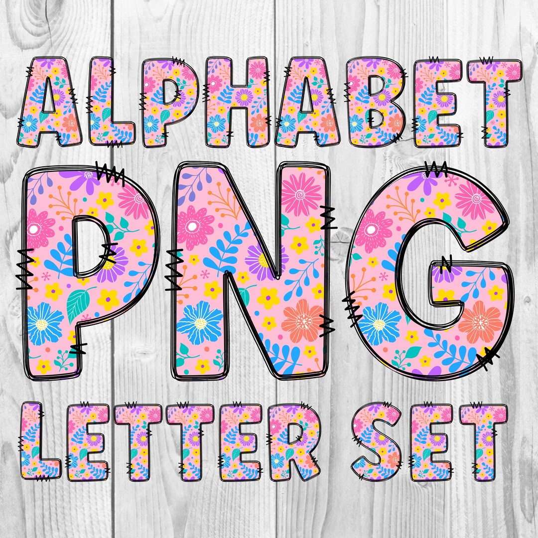 Floral Alphabet Doodle Letters PNG Set Wildflower Doodle Alphabet Pngs ...
