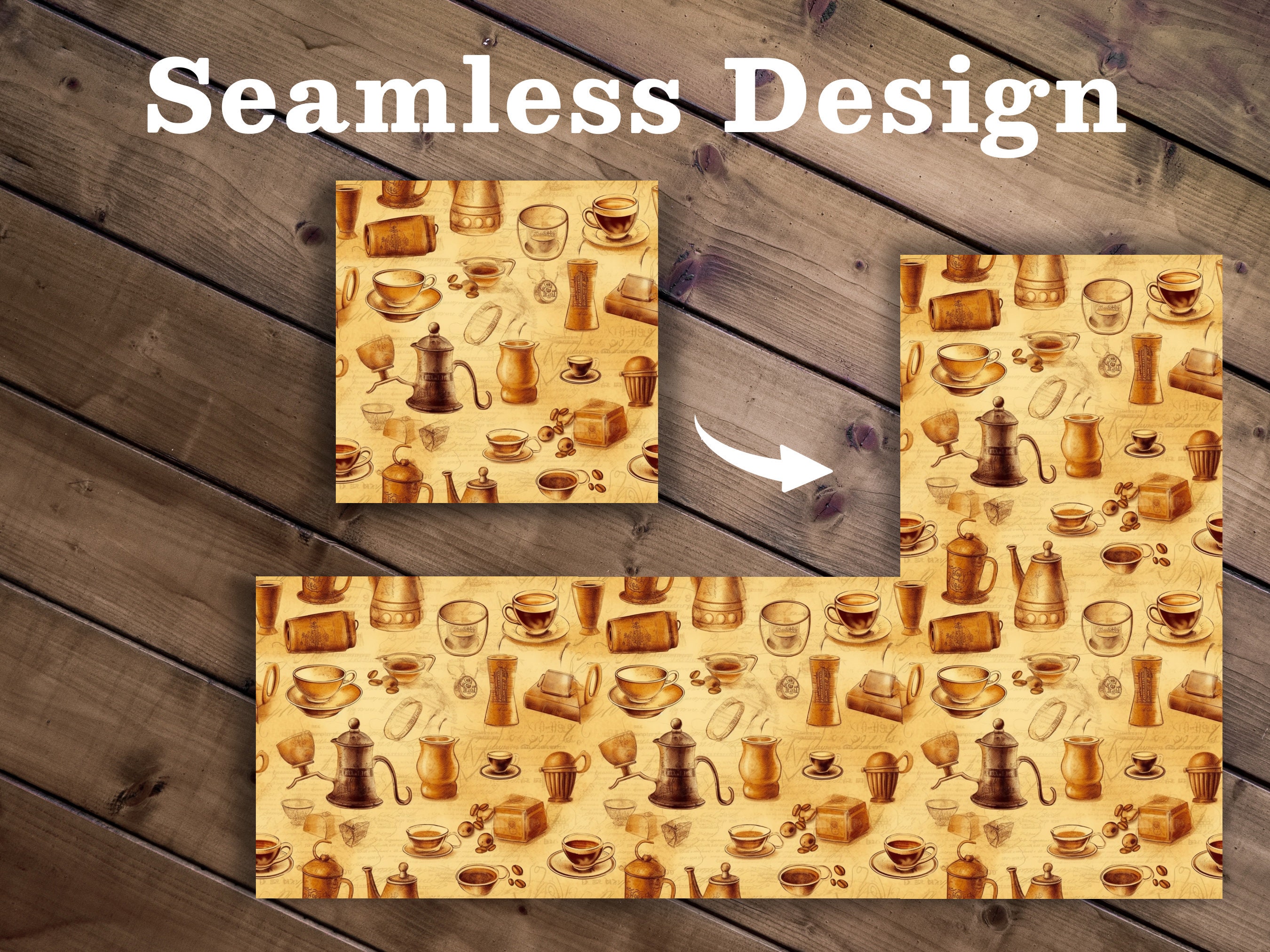 Seamless Coffee Digital Paper, Vintage Coffee Shop Digital Papers ...