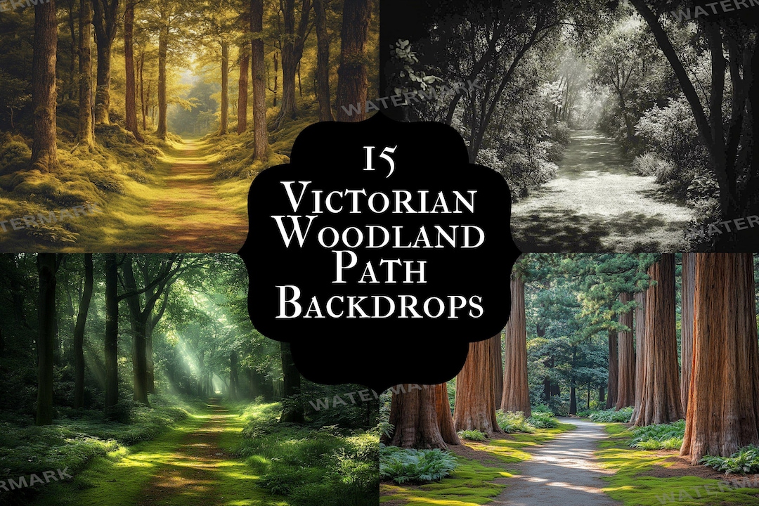 Victorian Woodland Path Digital Backdrops, Enchanted Forest Scene (pngs ...