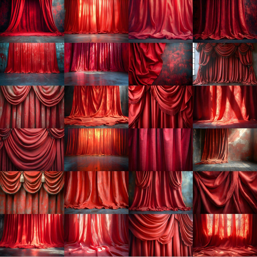 Vintage Red Curtain Digital Backdrop - Rich Velvet Drapes for Photos - Etsy