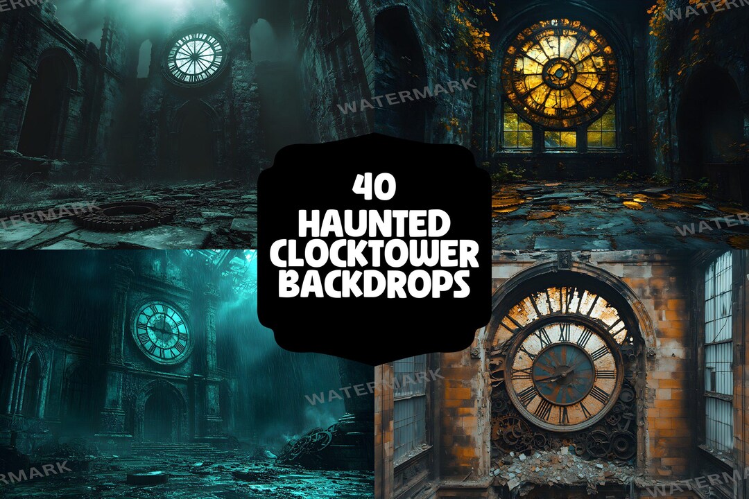 Gothic Haunted Clocktower Backdrop | Spooky Digital Background ...