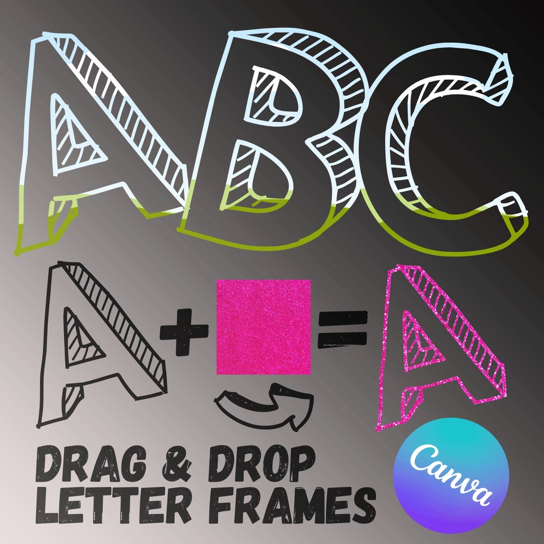 CANVA Doodle Letters - Drag and Drop Frames - Groovy Retro Doodle ...