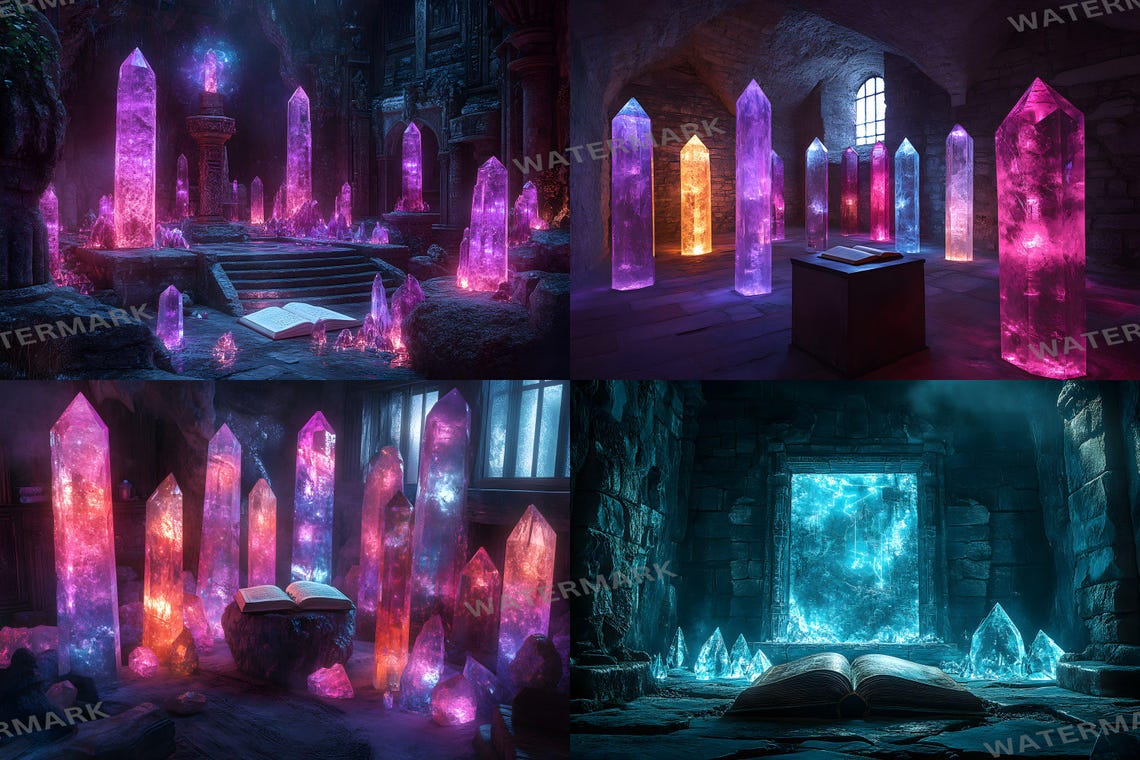 Cursed Crystal Chamber Backdrops, Fantasy Cave, Magical Gemstone (jpgs ...