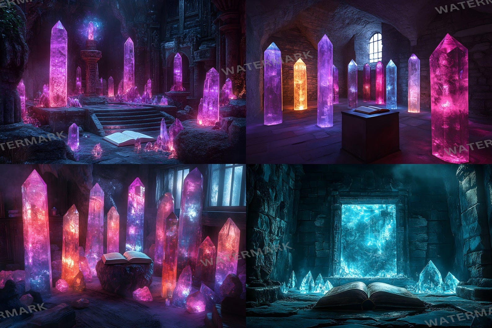 Cursed Crystal Chamber Backdrops, Fantasy Cave, Magical Gemstone (jpgs ...