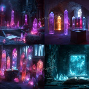 Cursed Crystal Chamber Backdrops, Fantasy Cave, Magical Gemstone (jpgs ...