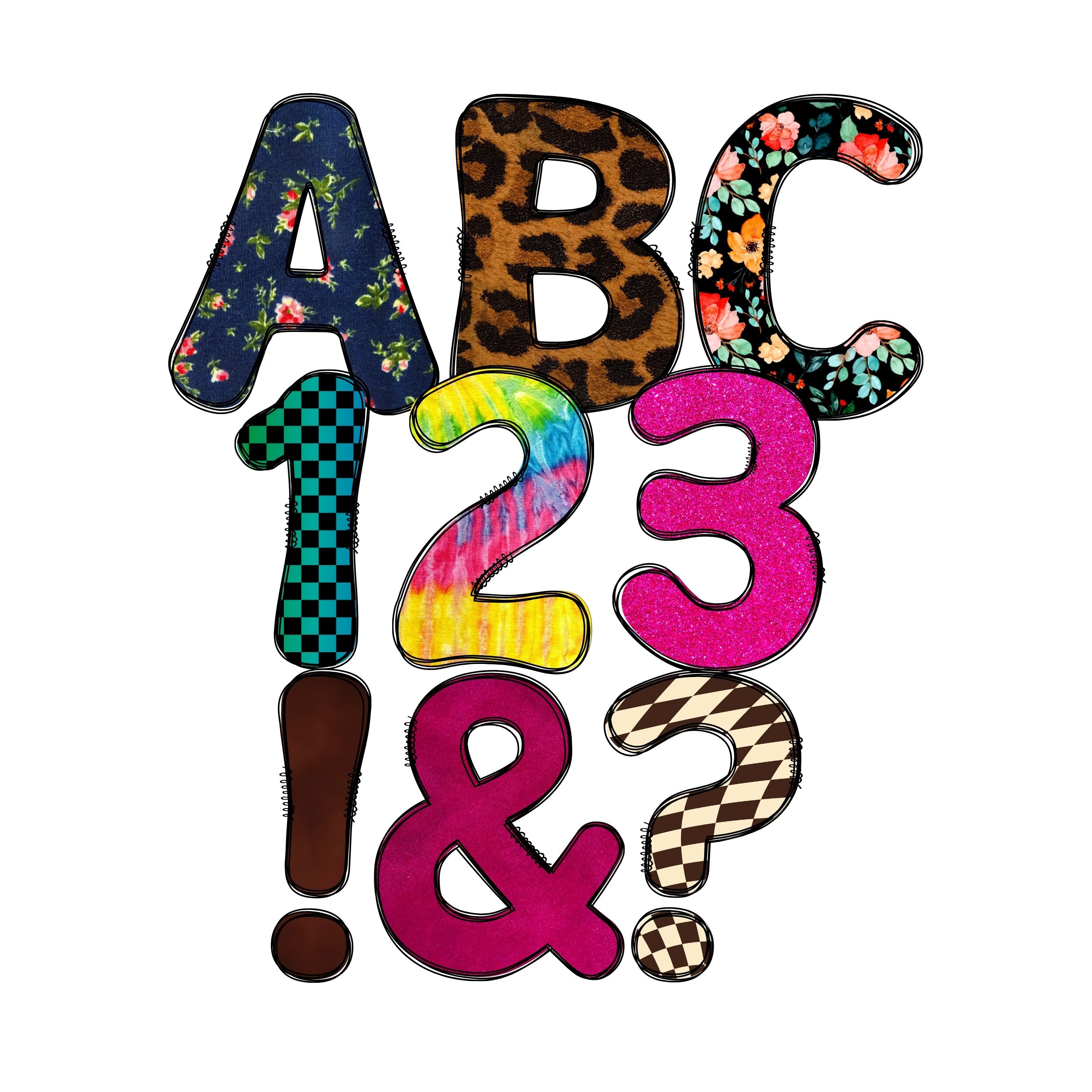 CANVA Doodle Letters Drag and Drop Frames Groovy Retro Doodle Fillable ...