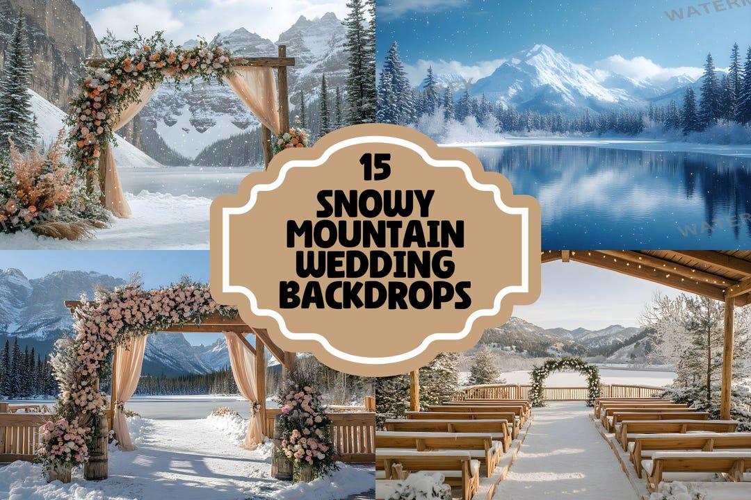 15 Snowy Mountain Wedding Backdrops - Romantic Alpine Digital ...