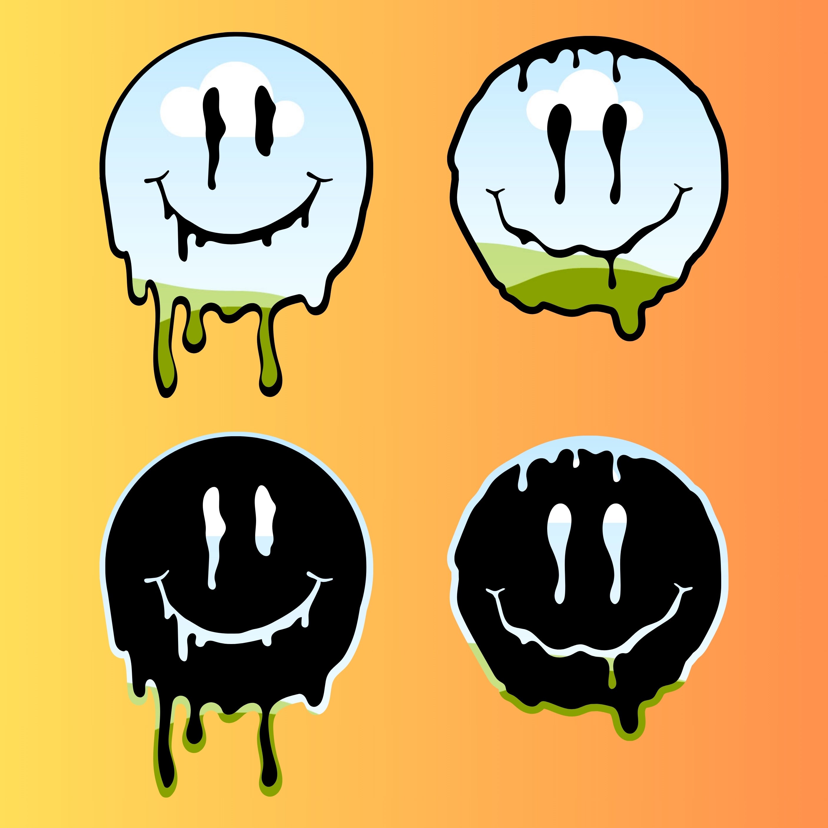 Dripping Smiley Canva Frames - Drag and Drop Smiley Canva Templates ...