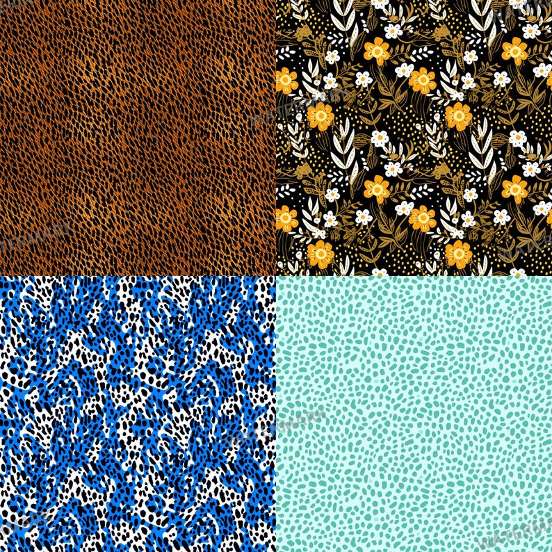 Animal Print Seamless Patterns Digital Paper Set, Seamless Paper ...