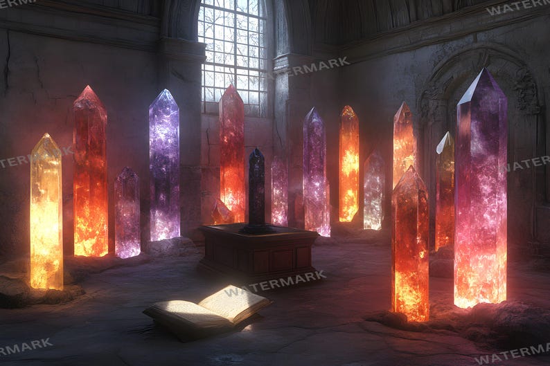 Cursed Crystal Chamber Backdrops, Fantasy Cave, Magical Gemstone (jpgs ...