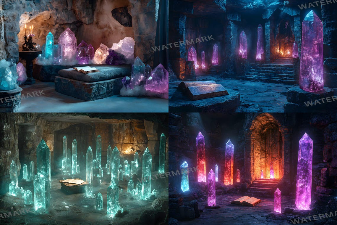 Cursed Crystal Chamber Backdrops, Fantasy Cave, Magical Gemstone (jpgs ...