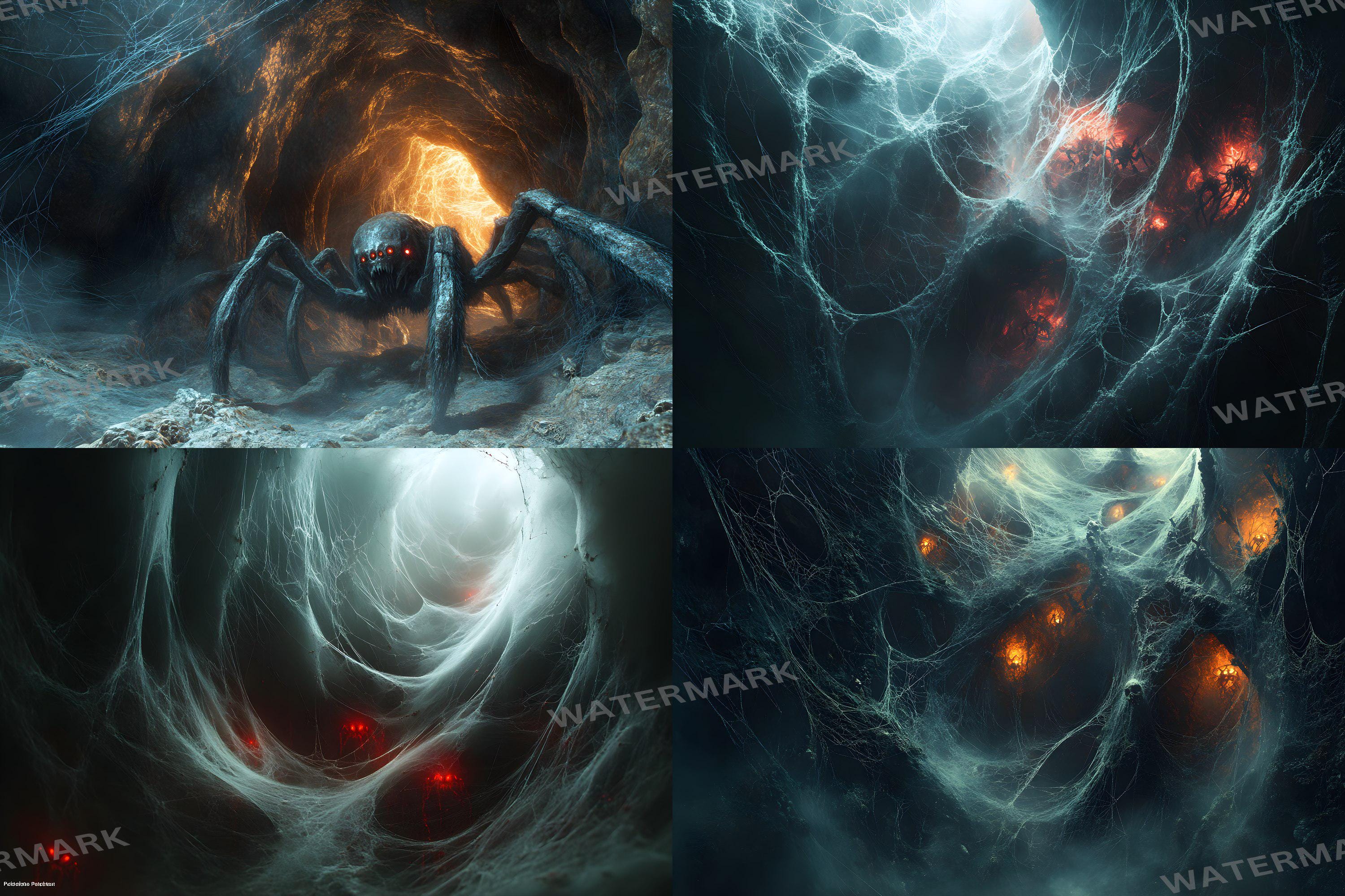 40 Spider's Lair Backdrops | Dark Cavern | Haunted Webs | Creepy ...