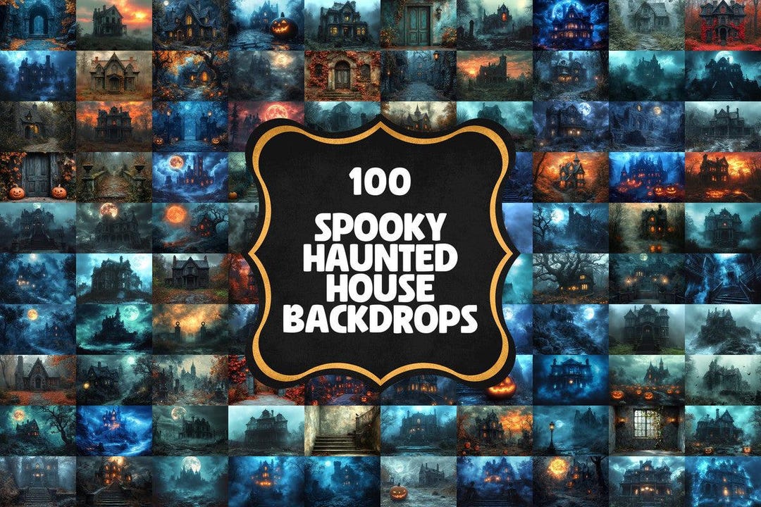 105 Spooky Haunted House Backdrops | Halloween Photoshop Overlays (jpgs ...