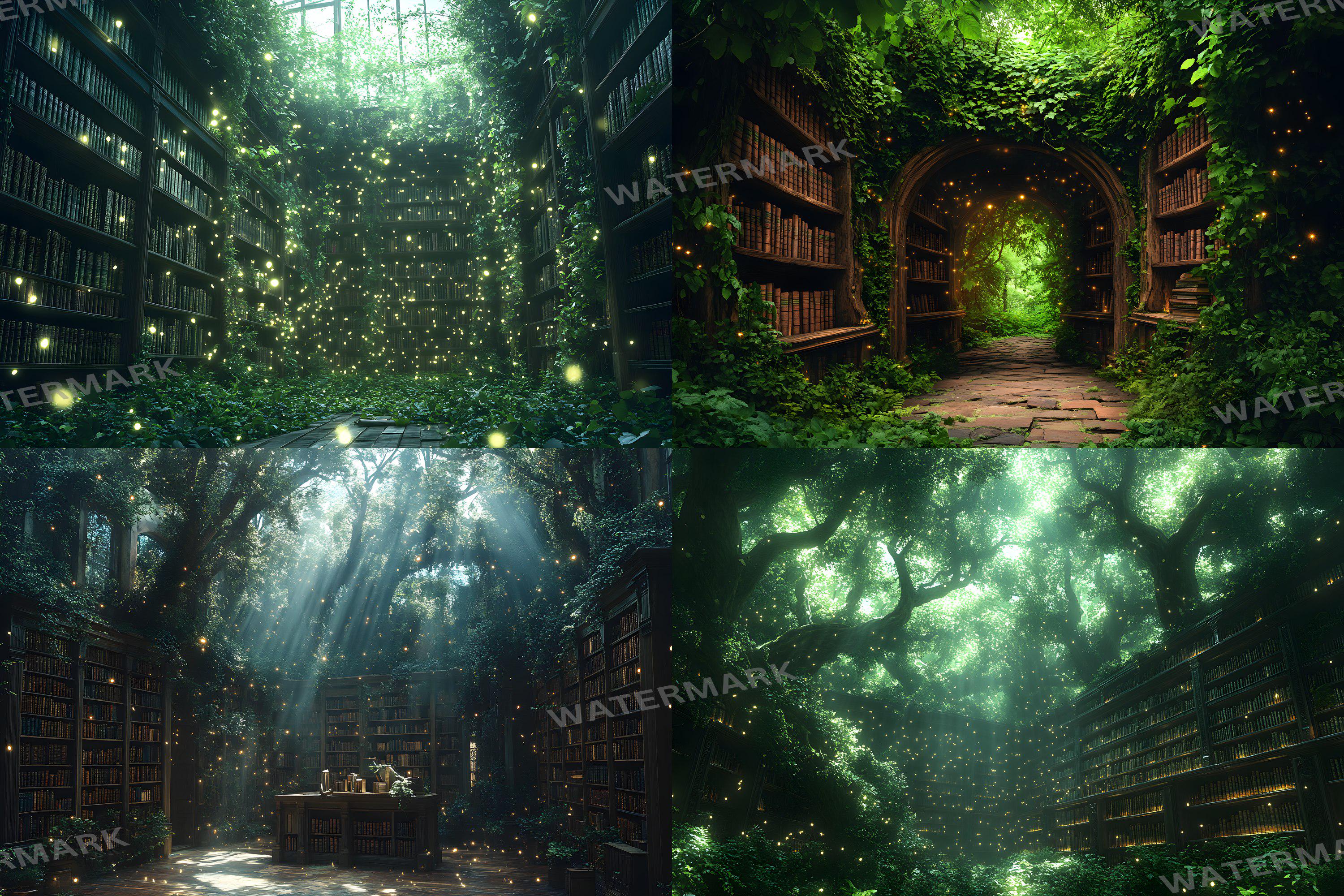 40 Enchanted Forest Library Digital Backdrops for Magical, Literary ...
