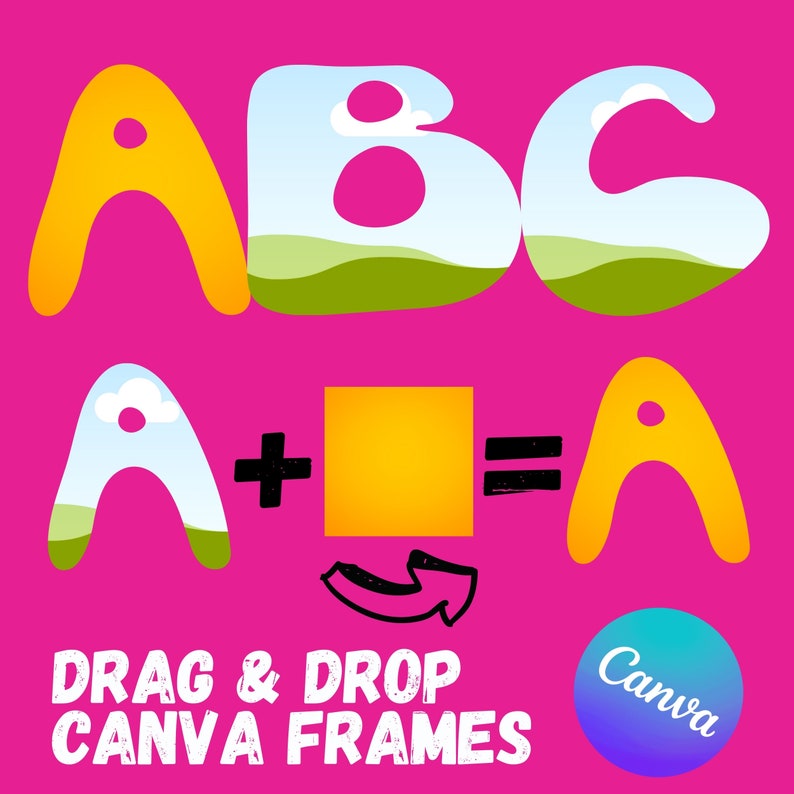 Letter Canva Frames Drag and Drop Frames Groovy Retro Doodle Fillable ...