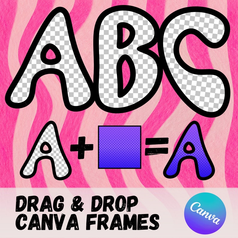 CANVA Doodle Letters Drag and Drop Frames Groovy Retro Doodle Fillable ...