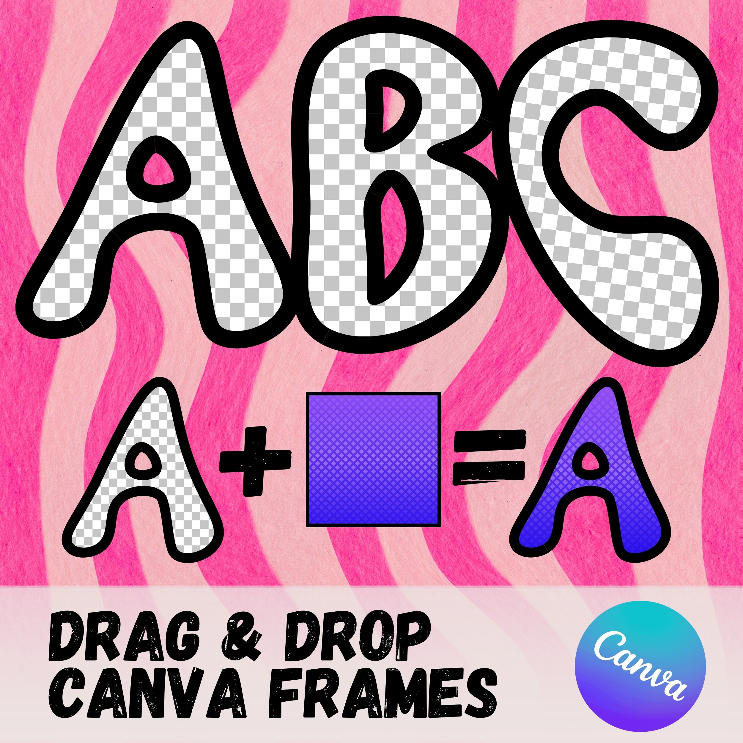 CANVA Doodle Letters Drag and Drop Frames Groovy Retro Doodle Fillable ...