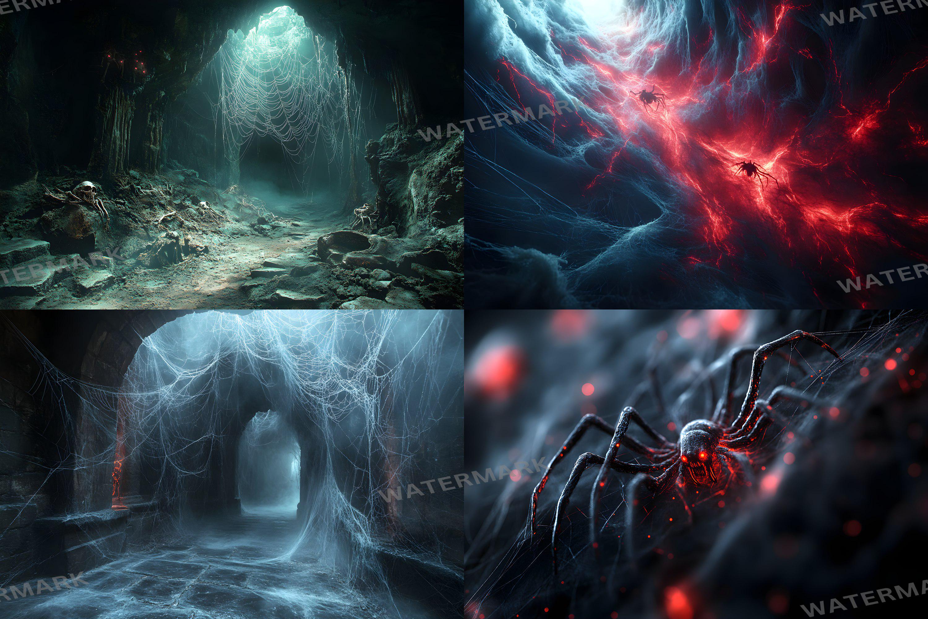 40 Spider's Lair Backdrops | Dark Cavern | Haunted Webs | Creepy ...