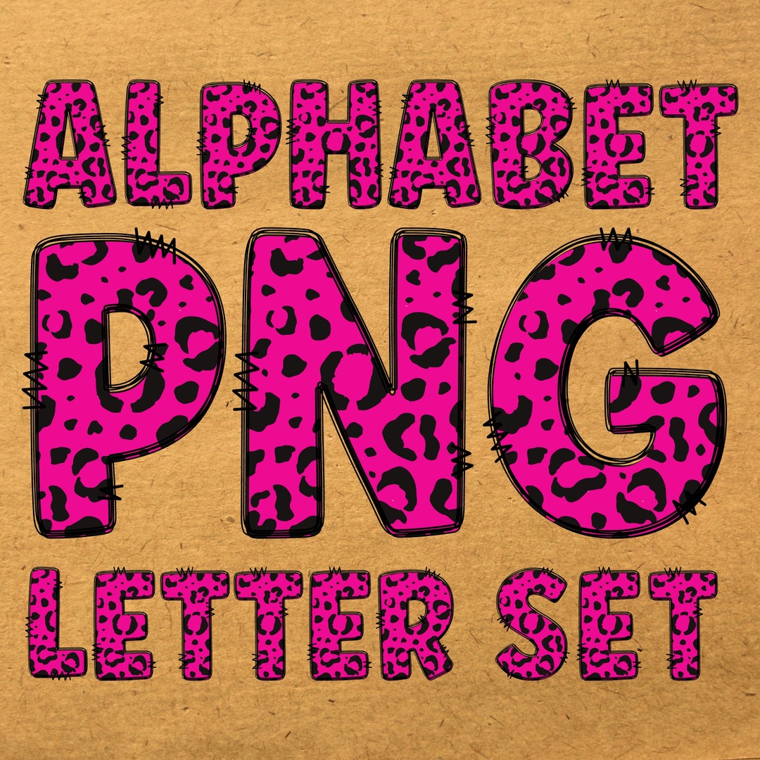 Leopard Alphabet Doodle Letters PNG Set Pink Leopard Doodle Alphabet ...