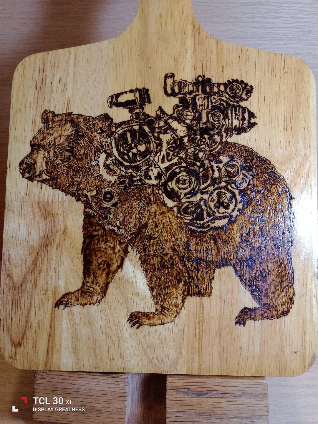 A Hand Burned Pyrography of a Steampunk Bear. Finely Detailed and Easy ...
