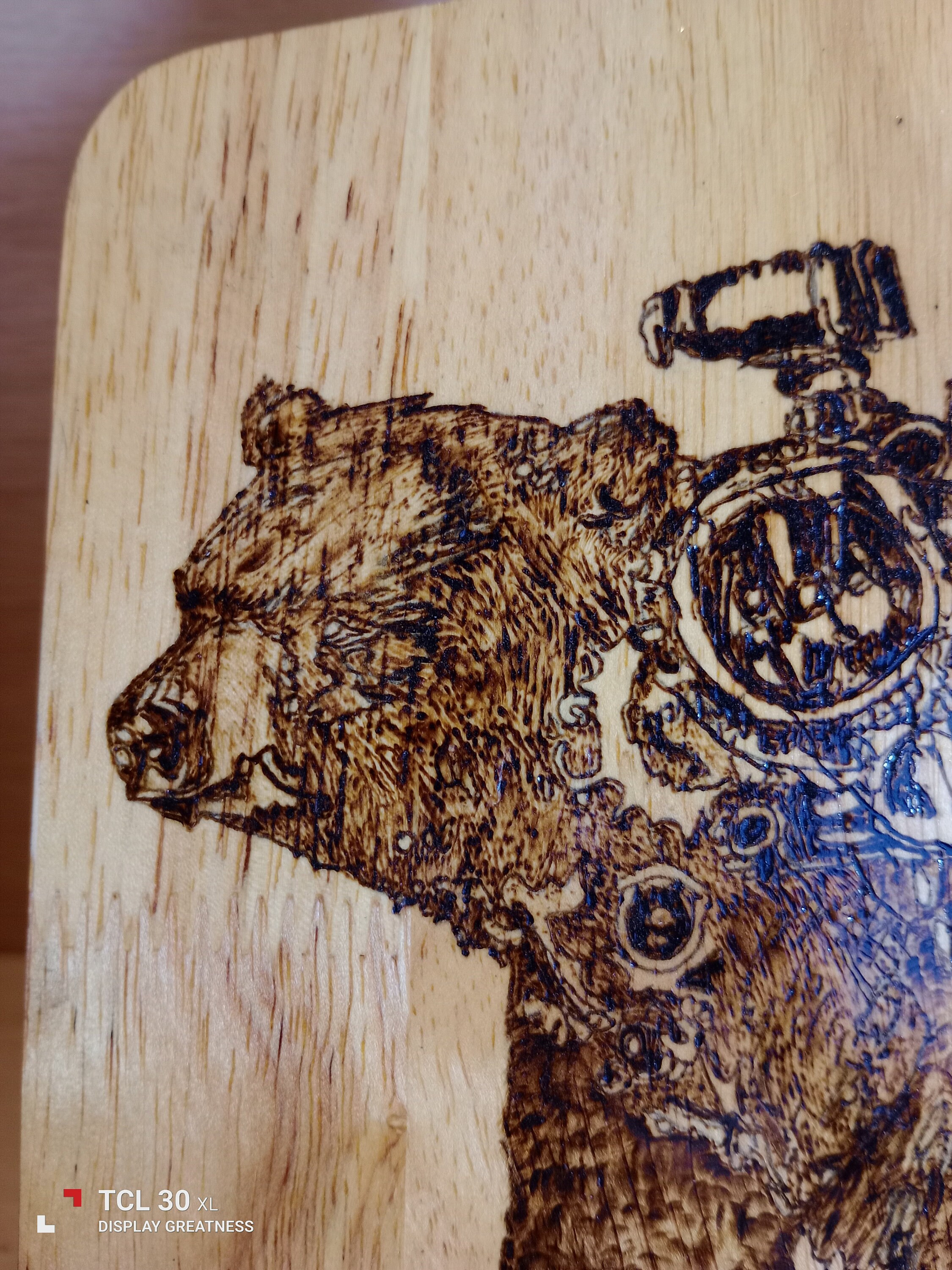 A Hand Burned Pyrography of a Steampunk Bear. Finely Detailed and Easy ...