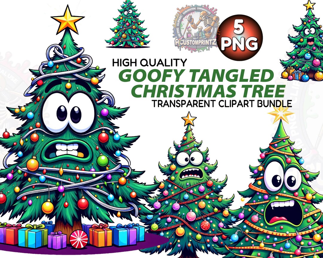 Goofy Tangled Christmas Tree Clipart Bundle HD PNG Digital Download ...