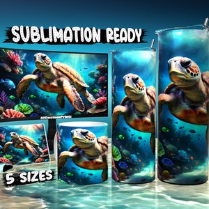 Print Ready Reef Roamer: the Sea Turtle's Tale Sea Turtle Tumbler Wraps ...