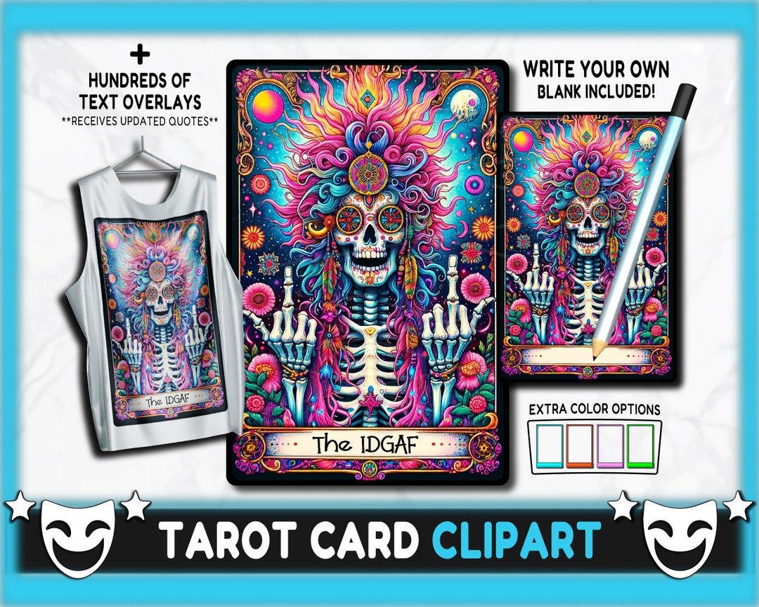 The IDGAF Whimsical Tarot Card Clipart Blank Card Included Transparent ...