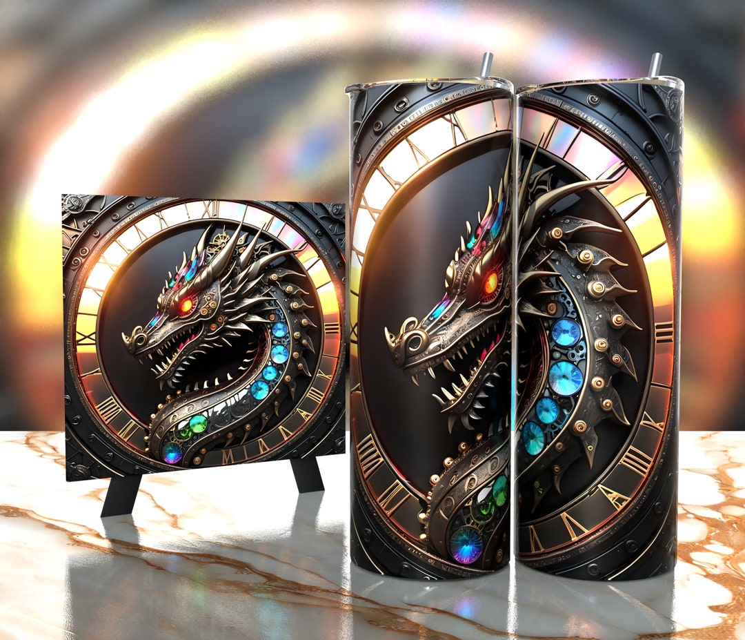 Steam Punk Jeweled Dragon Tumbler Wrap 20oz Sublimation Design HD PNG ...