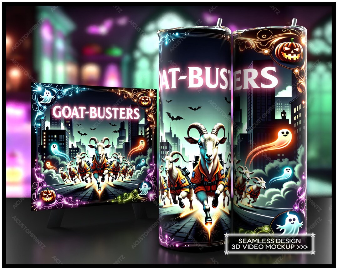 Seamless Goat-busters Halloween Ghost-hunting Goats HD PNG for 20oz ...