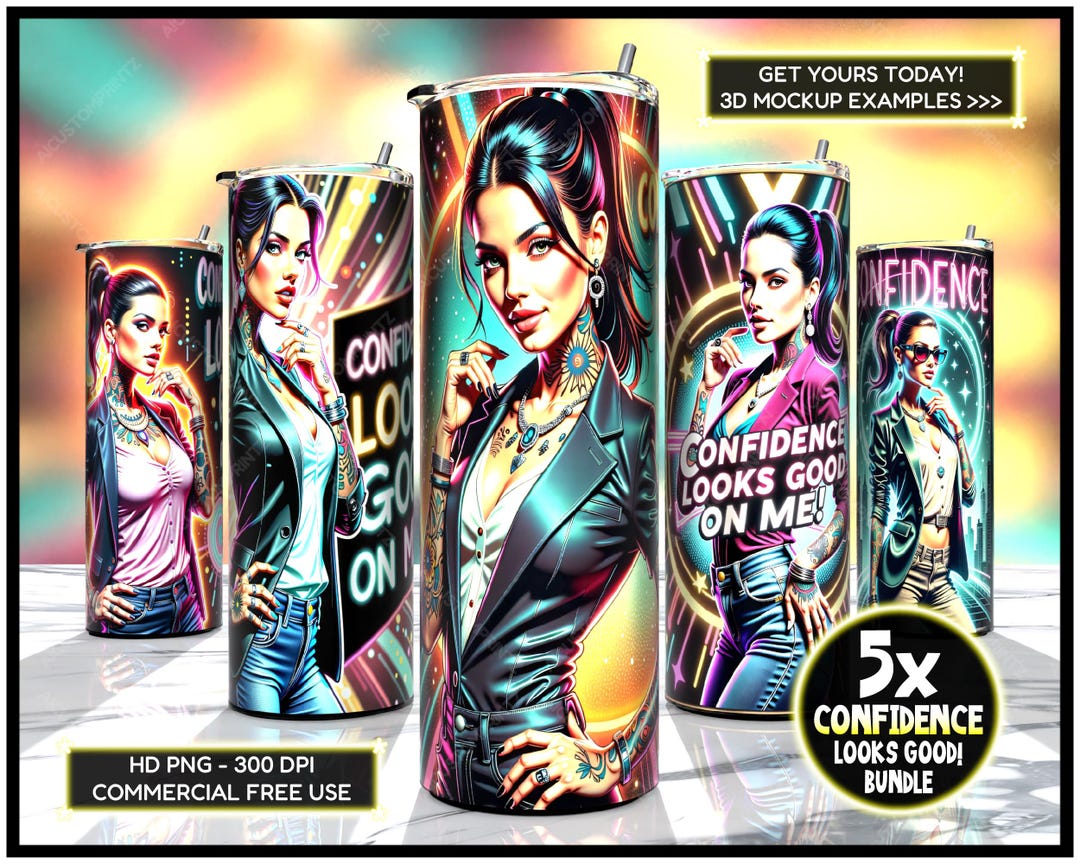 Confidence Looks Good on Me Collection Retro Neon Empowerment HD PNG ...