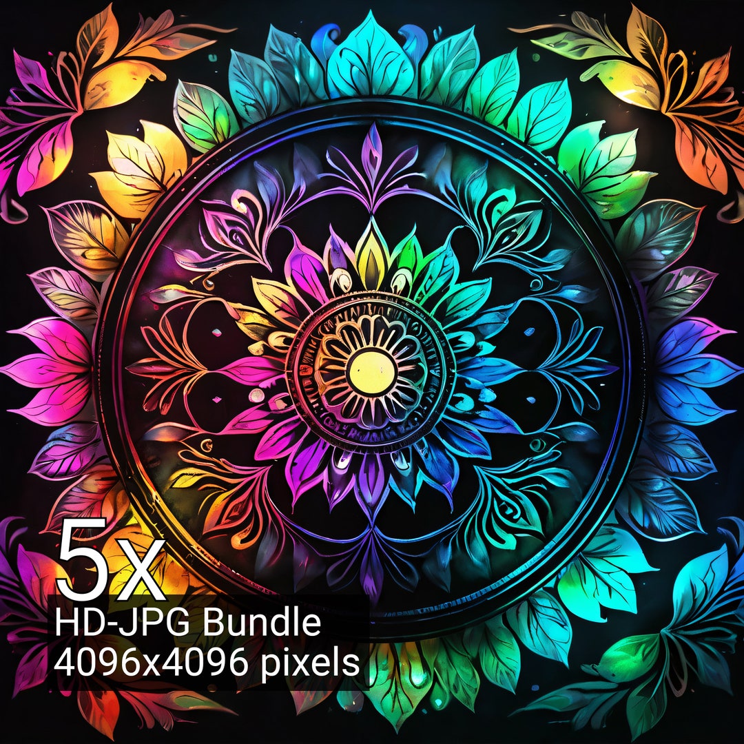 5 Pack Bundle 'psychedelic Pinwheel: Dream Weavers' Colorful Mandalas ...
