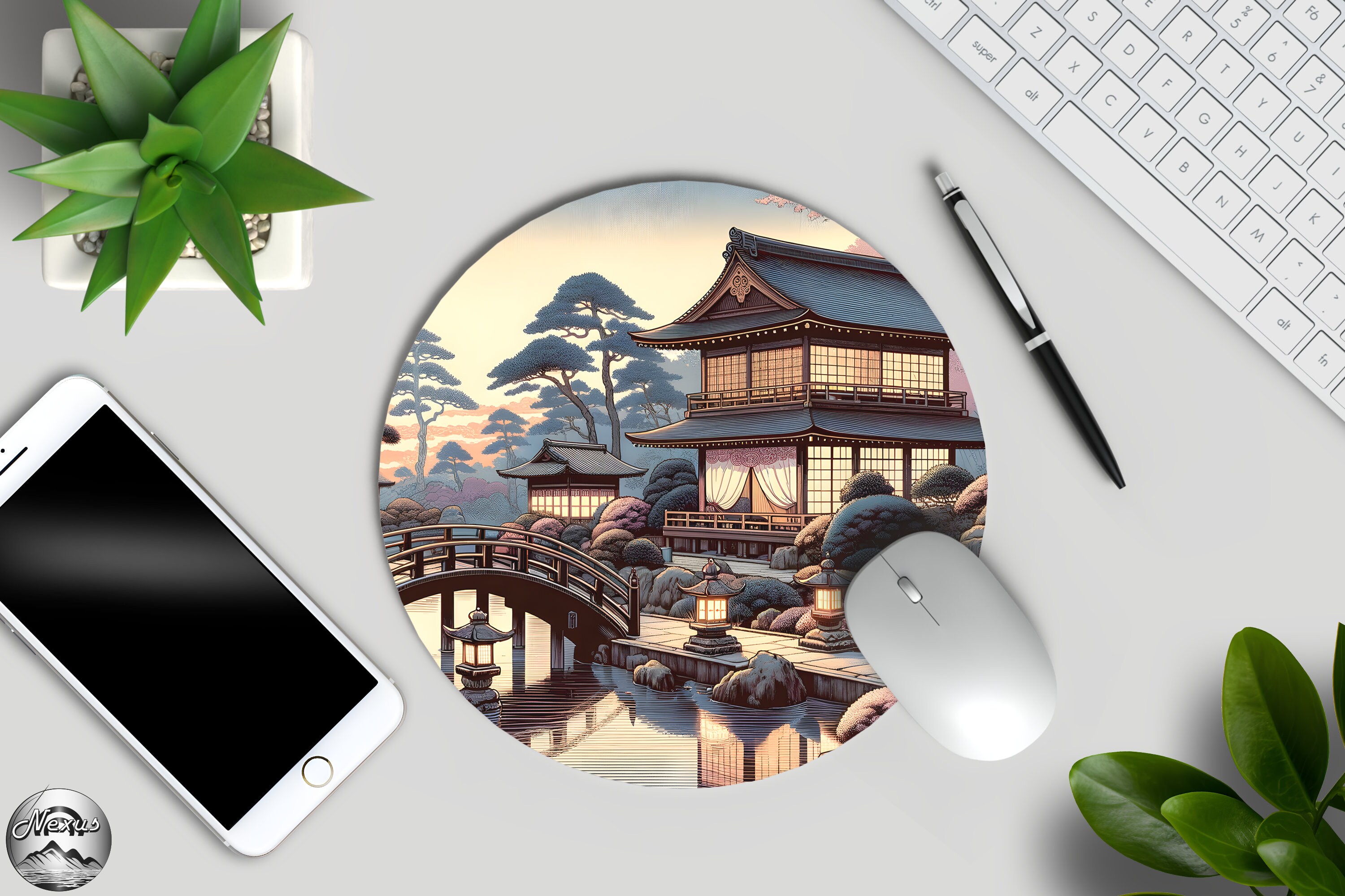 Garden of Zen Japanese Edo Landscape Mousepad, Anime Desk Mat ...