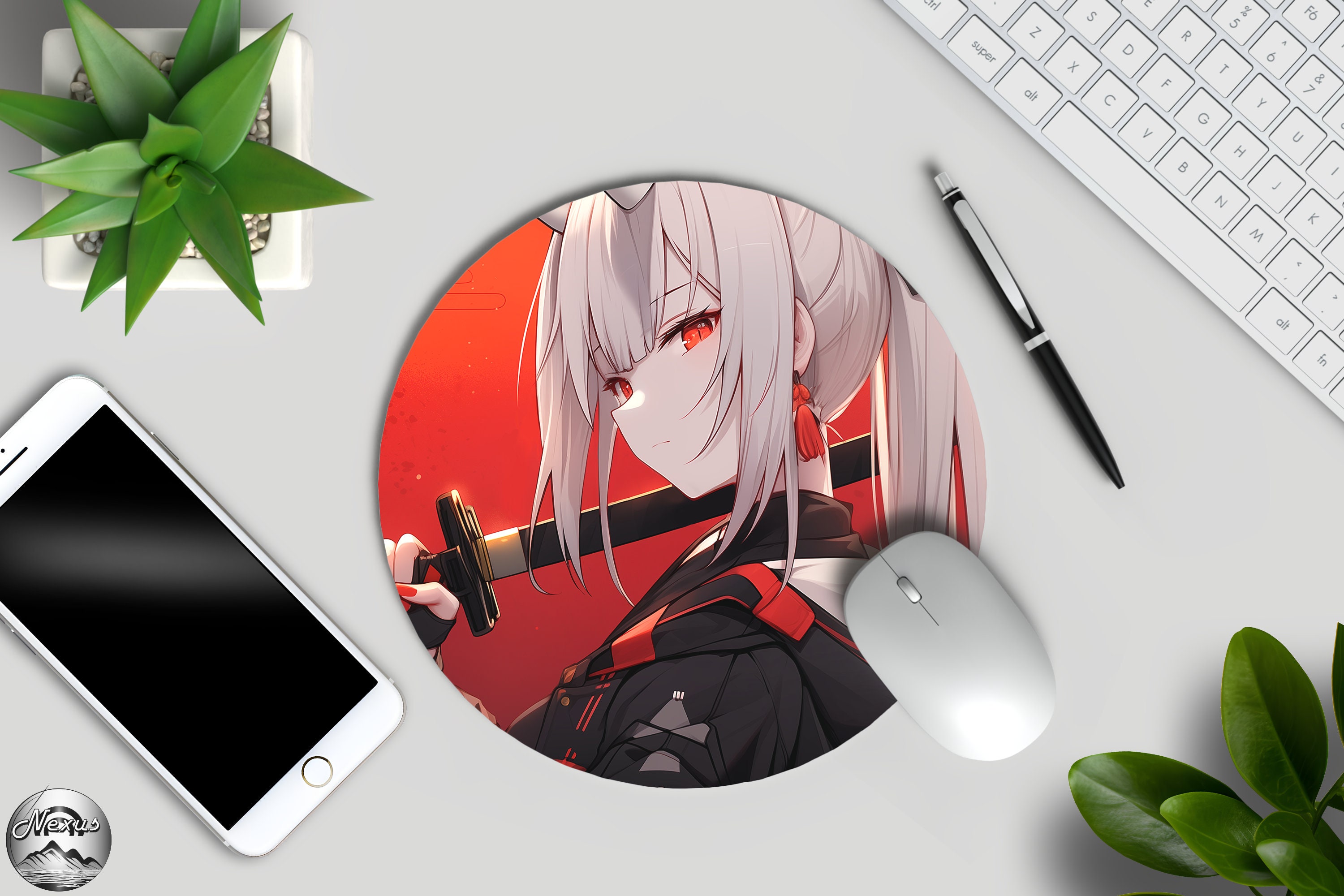 The Oni Samurai Anime Oni Girl Mousepad, Aesthetic Gaming Decor, Large ...