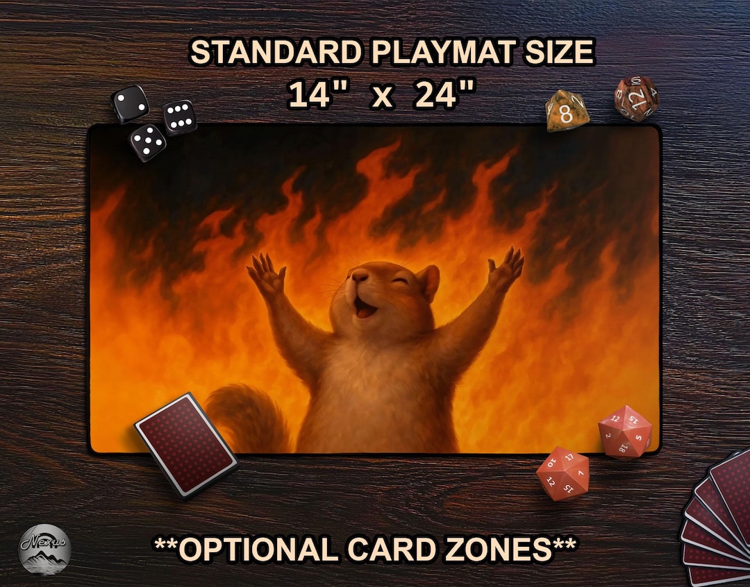Funny Squirrel & Fire TCG Playmat, Funny Animal Art Mat With EDH Card ...