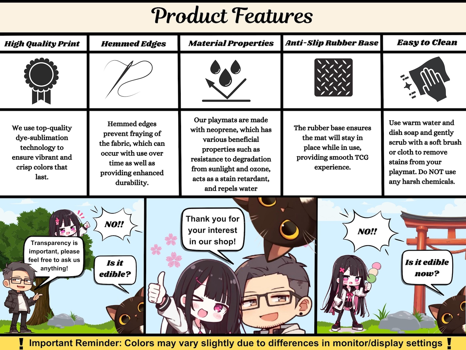 Vampire Waifu TCG Playmat, Anime Demon Girl Mat With EDH Card Zones ...