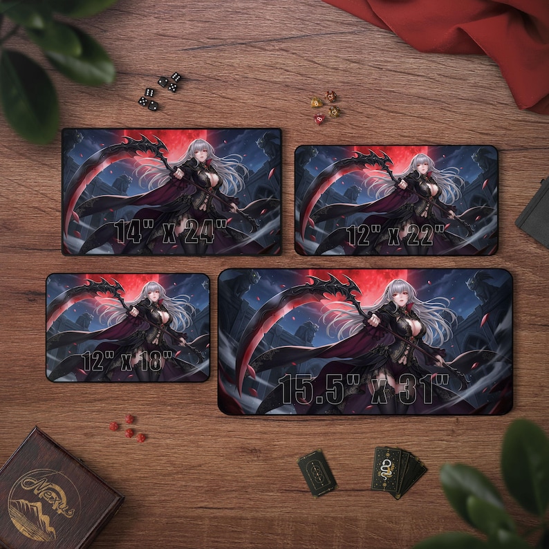 Vampire TCG Playmat, Anime Demon Girl & Red Moon Play Mat With EDH Card ...