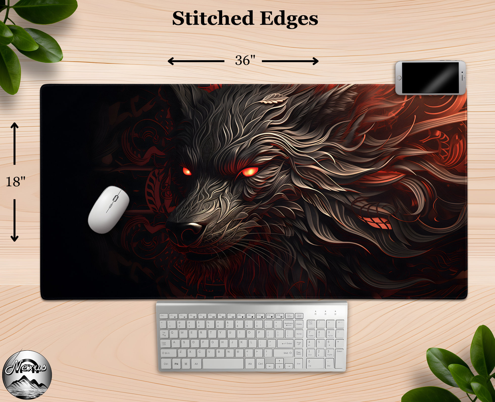 Gaze of the Black Wolf Abstract Tribal Wolf Mousepad, Aesthetic Gaming ...