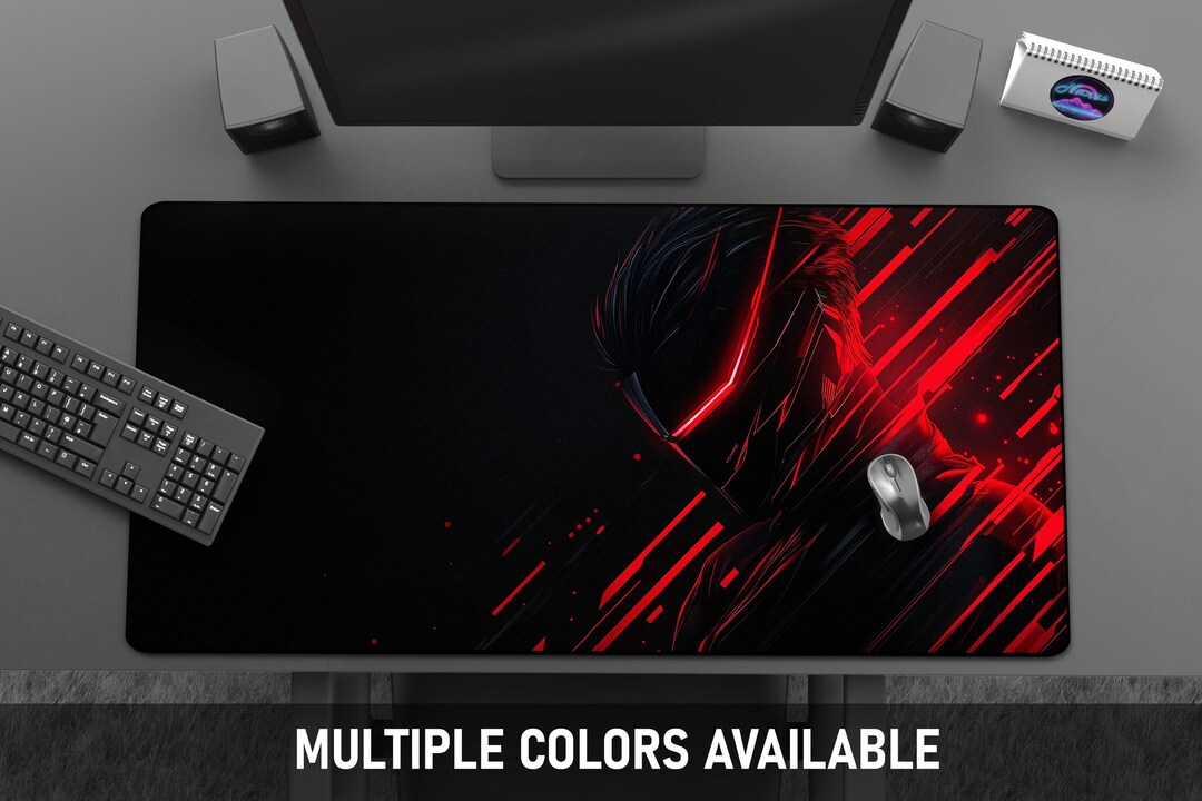 Desk Mat: Dystopian Warrior - Cool Cyberpunk Cyborg, Futuristic Neon ...