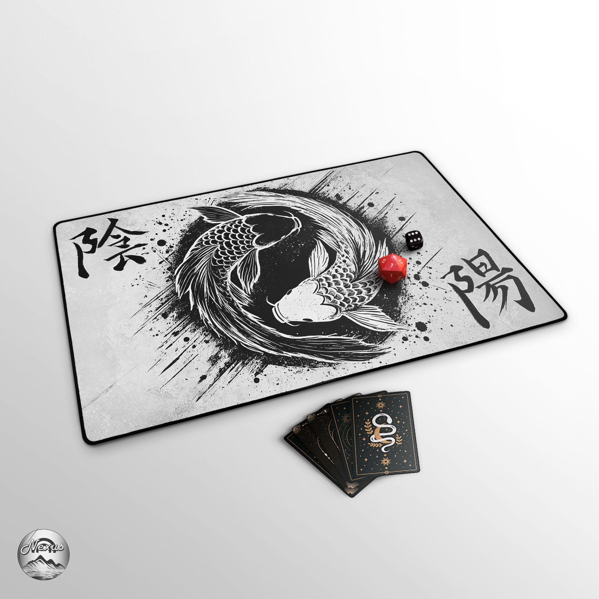 Yin & Yang Koi Fish TCG Playmat, Zen Black and White Mat With EDH Card ...